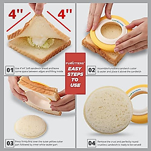 FUNUTTERS Sandwich Cutter and Sealer, 3.75'', Uncrustables Maker, Sandwich Decruster and Sealer for PB&J Crustless Sandwiches