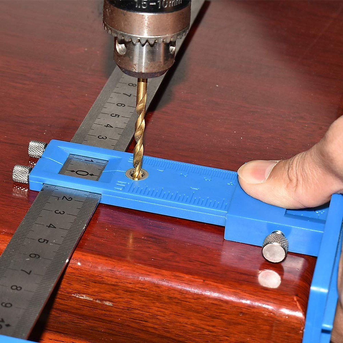 WECANDO Punch Locator Drill Guide Sleeve Cabinet Hardware Jig Wood Drilling Dowelling Hole Saw Master System for Installation of Handles, Knobs on Doors and Drawer Pull