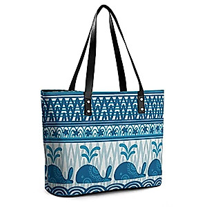 Womens Handbag Whales Leather Tote Bag Top Handle Satchel Bags For Lady