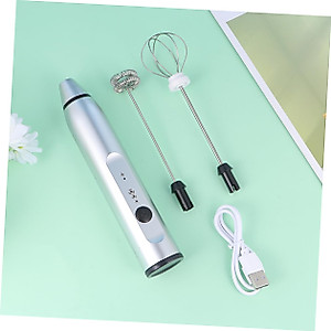 SHOWERORO Rechargeable Maker Whisk Stirrer Handheld Blender 3-speed Beater Silver