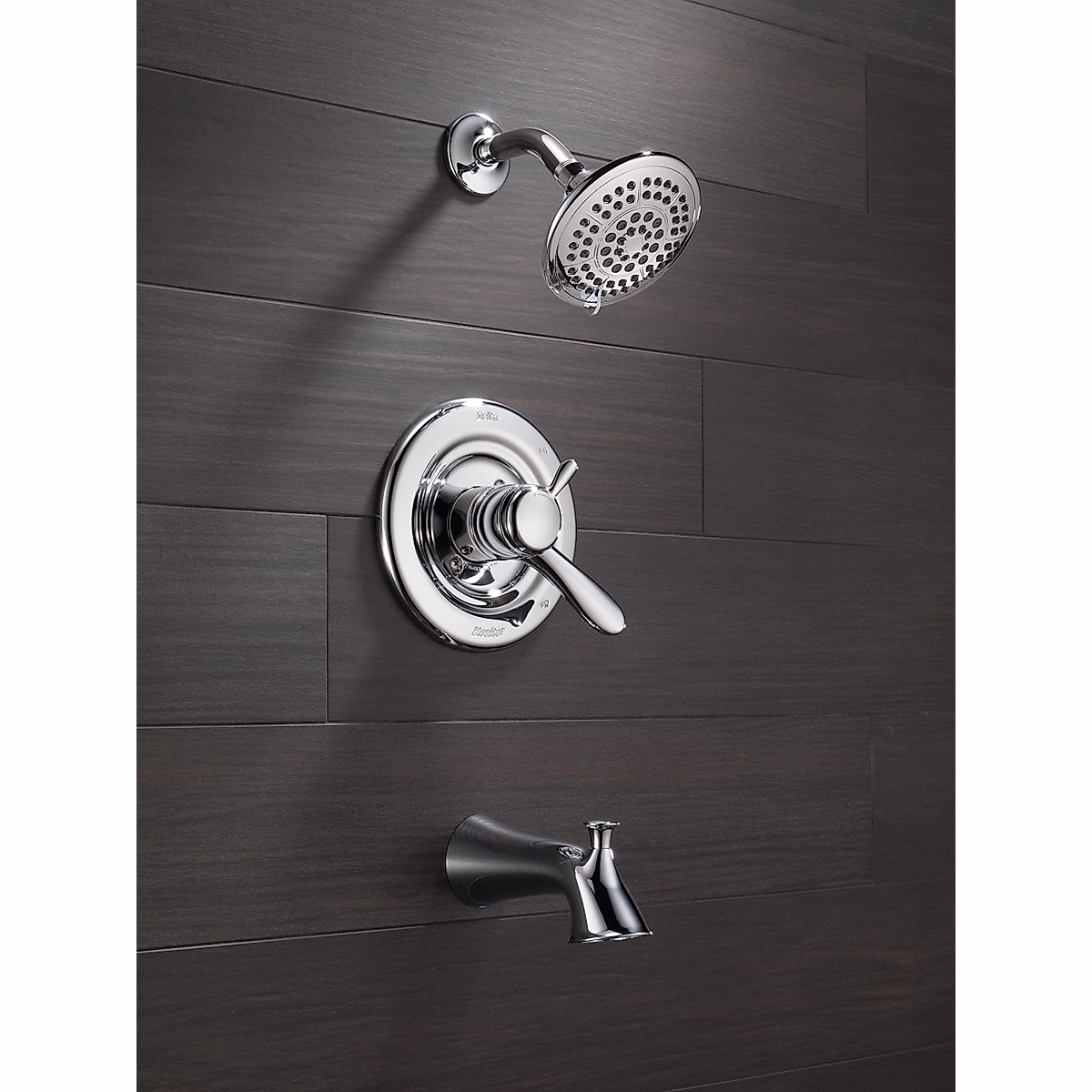 Delta Faucet Lahara 17 Series Dual-Function Tub and Shower Trim Kit with 5-Spray Touch-Clean Shower Head, Chrome T17438 (Valve Not Included)