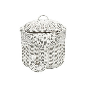 Kouboo 1060103 Rattan Elephant Storage Basket, White