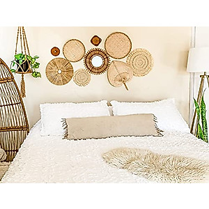 Wicker Wall Decor set of 9. Nursery Wall Decor. Wall Basket Decor. Boho Wall Baskets with Rattan Mirror. Each piece is handmade and varies in color, and variety. |Farmhouse Decor| Boho Decor