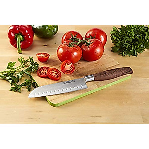 IMUSA USA 6" IMU-73055 Stainless Steel Santoku Knife with Woodlook Handle, Woodlok