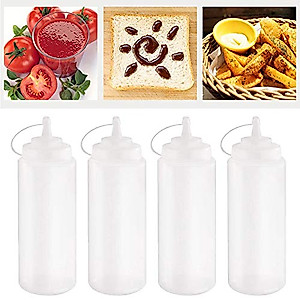 Zddaoole 4 Pack 32oz Plastic Squeeze Bottles,1000ml Condiment Squeeze Bottles with Twist On Cap Lids,Perfect for Ketchup, BBQ, Sauces, Syrup, Condiments, Dressings, Arts and Crafts