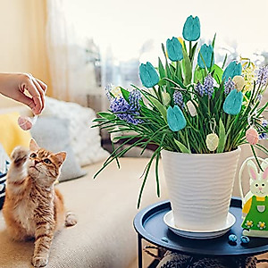 20 Pcs Artificial Turquoise Tulip Flowers Faux Tulip Stems PU Real Touch Tulips 12.8" Tall for Easter Spring Vase Wedding Bouquets Floral Arrangements Wreath Table Centerpiece Indoor Outdoor Decor