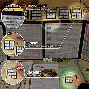 DND Initiative & Combat Tracker Set of 6PCS Erasable Acrylic Top on Screen with Character, Monster Insert Cards DM Tools, Accessories for Dungeons and Dragons, Pathfinder, TTRPGs