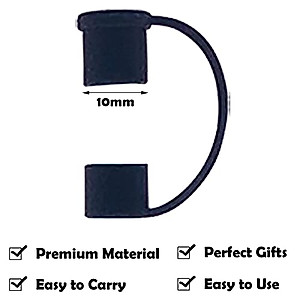JpGdn 24pcs/pack 10mm Silicone Straw Tips Covers Cap Topper Black for 9-10mm Big large Wide Reusable or Stainless steel Straw or Stanley Cups Food Grade Dust-Proof Straw Plugs Home Kitchen Accessories