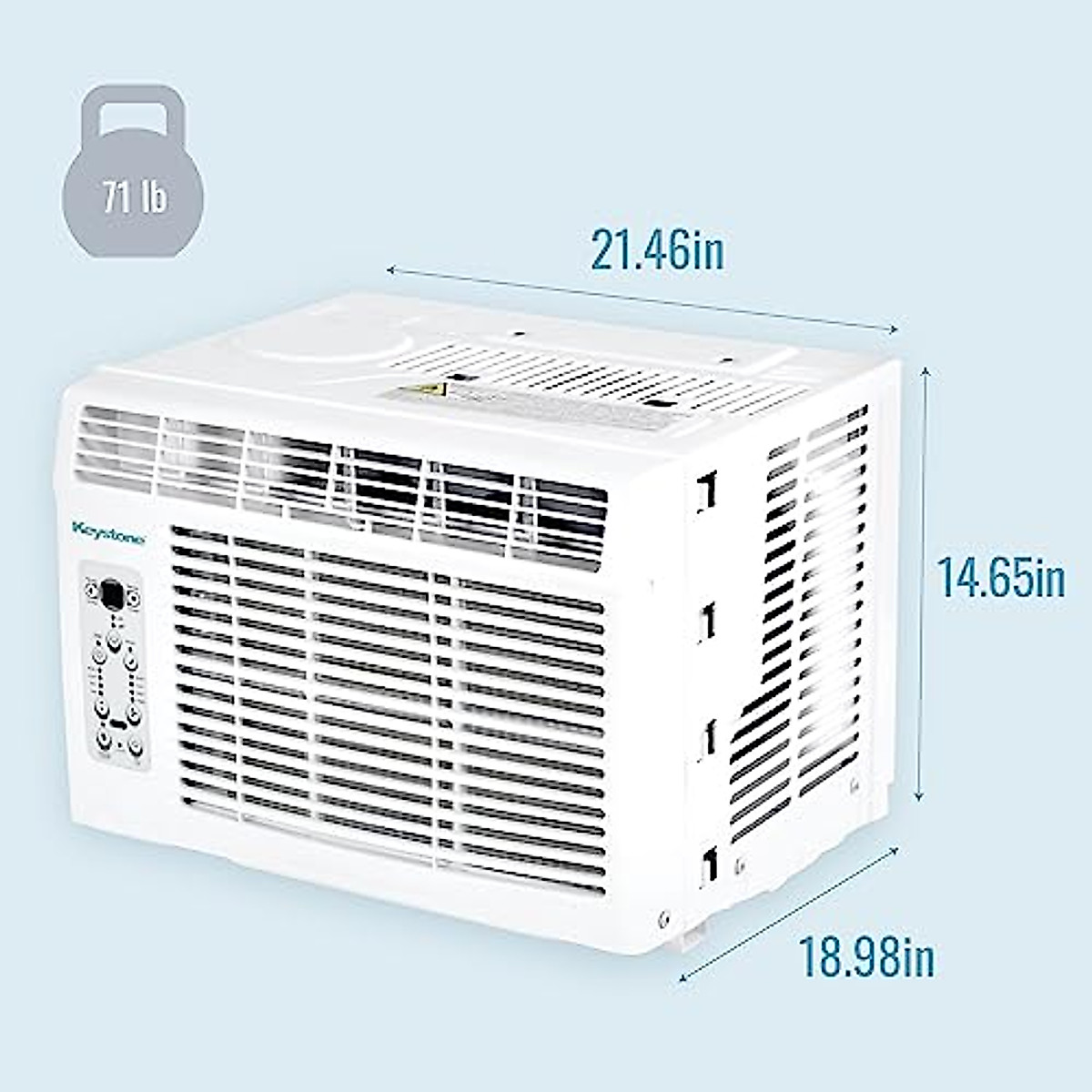 Keystone Energy Star 14,500 BTU Window Mounted Air Conditioner & Dehumidifier with Smart Remote Control - Window AC for Apartment, Living Room, Garage, Medium-Large Rooms up to 650 Sq.Ft.