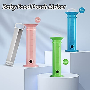 7 PCS Set Baby Food Pouch Maker, Reusable Pure Color Pouches, Toddler Fruit Squeeze Puree Filler for Kids (Green)