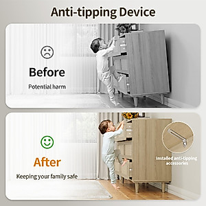 Angel Sar 43'' Rattan Dresser for Bedroom, 6 Drawer Dresser, Modern Design Dressers & Chests of Drawers, Wood Bedroom Dresser for Clothes Storage, Dressers with Gold Handles