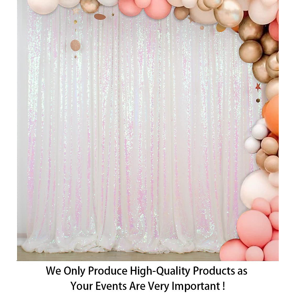 ShinyBeauty Sequin Backdrop Curtain 5FTx7FT Iridescent White Sequin Photo Booth Backdrop Window Curtain DIY Wedding Backdrop Shimmer Backdrop Baby Shower Backdrop Grad Party Birthday Backdrop