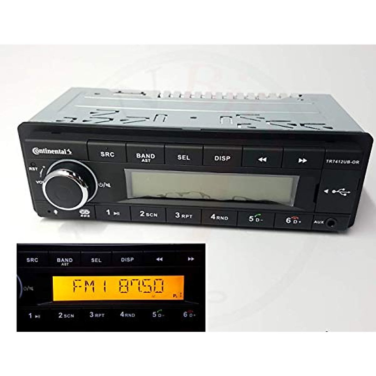 VDO Continental TR7412UB-OR European Style 12v Radio Orange Display Bluetooth (Renewed)