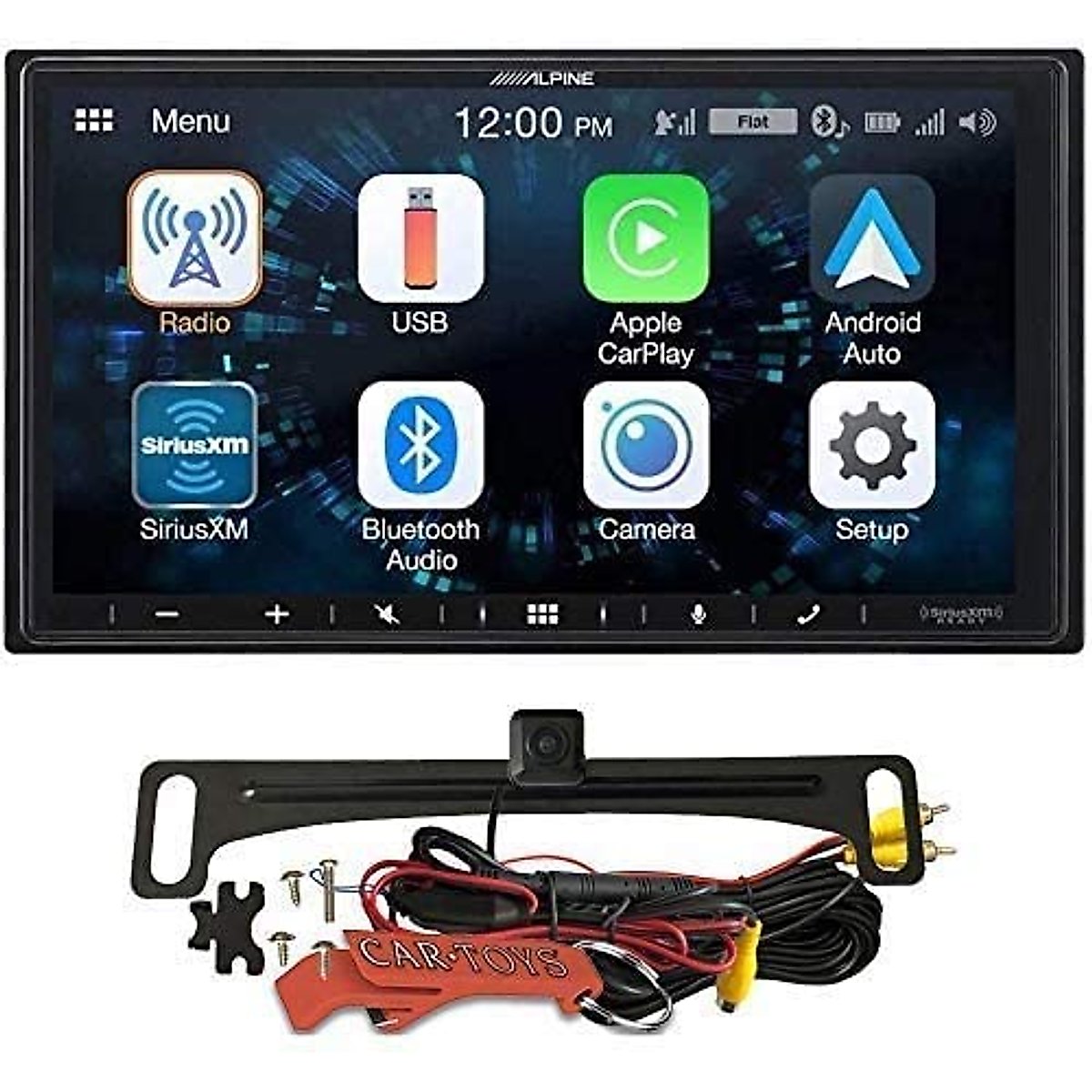 Alpine iLX-W650 7" Mechless Bluetooth Car Receiver Deck and Voxx HD Wide Angle Backup Camera Bundle. Android and iPhone Integration for Android Audio, Apple Car Play, and Streaming Music Apps