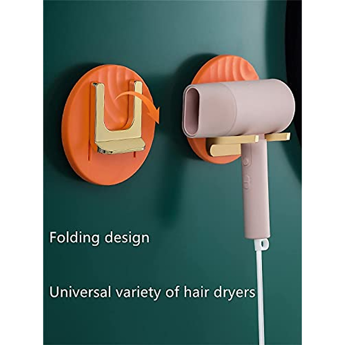 CARURLIFF Foldable Hair Dryer Holder,Wall Mounted Hair Tool Organizer,Wall Mount Bathroom Decor Blow Dryer Hanger