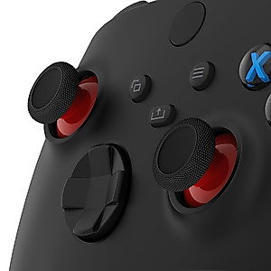 eXtremeRate Replacement Thumbsticks for Xbox Core Wireless Controller, Joysticks Repair Kit for Xbox Series X/S Controller, Custom Analog Stick Buttons for Xbox One S/X/Elite - Carmine Red & Black