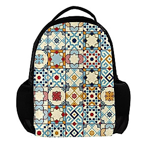 VBFOFBV Lightweight Casual Laptop Backpack for Men and Women, Moroccan Pattern Patchwork Vintage Art