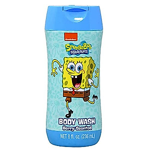 Spongebob Squarepants Bathroom Set for Kids - 5 Pc Bundle with Spongebob Body Wash, Shampoo, Bubble Bath, Plus Stickers, More | Spongebob Bath Supplies