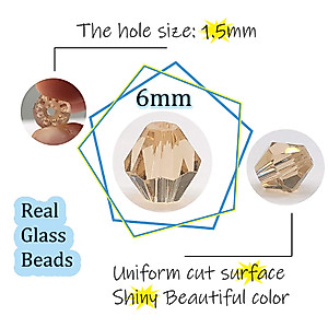 FAMLEAF 6mm 190Pcs Crystal Glass Beads, Crystal Glass Beads for Jewelry Making, Bicone Beads, Bicone Glass Beads, Faceted Bicone Crystal Glass Beads, DIY Beads Bicone Beads for Jewelry Making