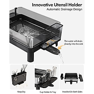 BOOSINY Dish Racks for Kitchen Counter, 304 Stainless Steel Large Dish Rack and Drainboard Set, Full Size Dish Drainer with Swivel Spout Drainage, Utensil Holder and Cup Holder for Big Family