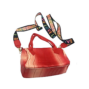 HUAI CHAO Fashion Crossbody Bag for Women Girls Cute Gradient Color Handbag Funny Crocodile Print Leather Purse Red, Ht-80