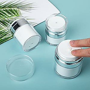 3PCS Cream Jar Vacuum Bottle, 15/30/50ml Empty Refillable Cosmetic Air Pump Jars Bottles, Portable Lotion Dispenser, Push Down Makeup Lotions Creams Travel Container for Travel