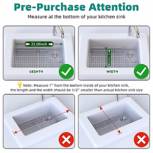Dreyoo Sink Racks Compatible with Kohler Whitehaven K-6486 and K-6487 Sink, 304 Stainless Steel Sink Protectors for Kitchen Sink with 9 Additional Rubber Feet, 14.68 x 23 x 1.61 in (Classic Style)