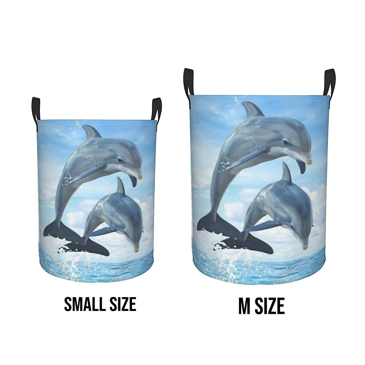 KiuLoam Dolphins 19.6 Inches Large Storage Basket Collapsible Organizer Bin Laundry Hamper for Nursery Clothes Toys