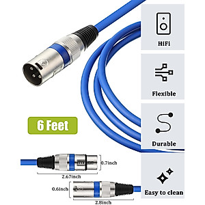 14 Pieces Colorful XLR Microphone Cable XLR Male to Female Wire Mic Cables 3 Pin Balanced Shielded XLR Cable Multi Colored for Mic Mixer Recording Studio Podcast Mic Stage Patch Cable (6 Feet)