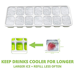 Oliver's Kitchen ® Ice Cube Trays - 4 x Set of Ice Moulds - Flexible Base for Easy Release Ice Cubes - Save Freezer Space with Non-Spill Stackable Lids - Dishwasher Safe - BPA Free Silicone Ice Molds