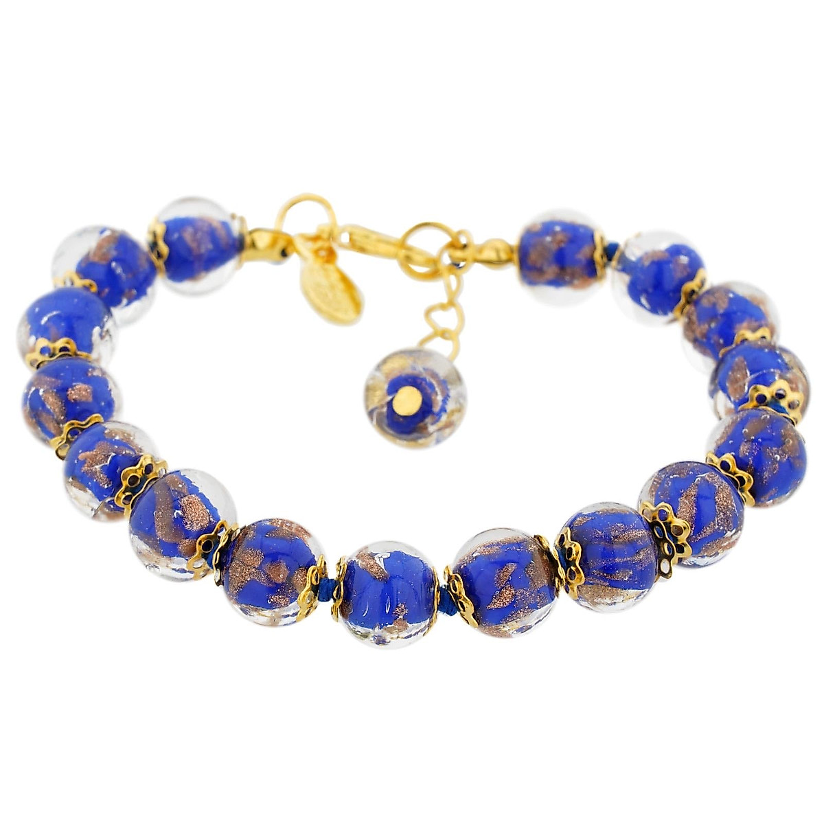 GlassOfVenice Murano Glass Sommerso Bracelet - Tender Blue