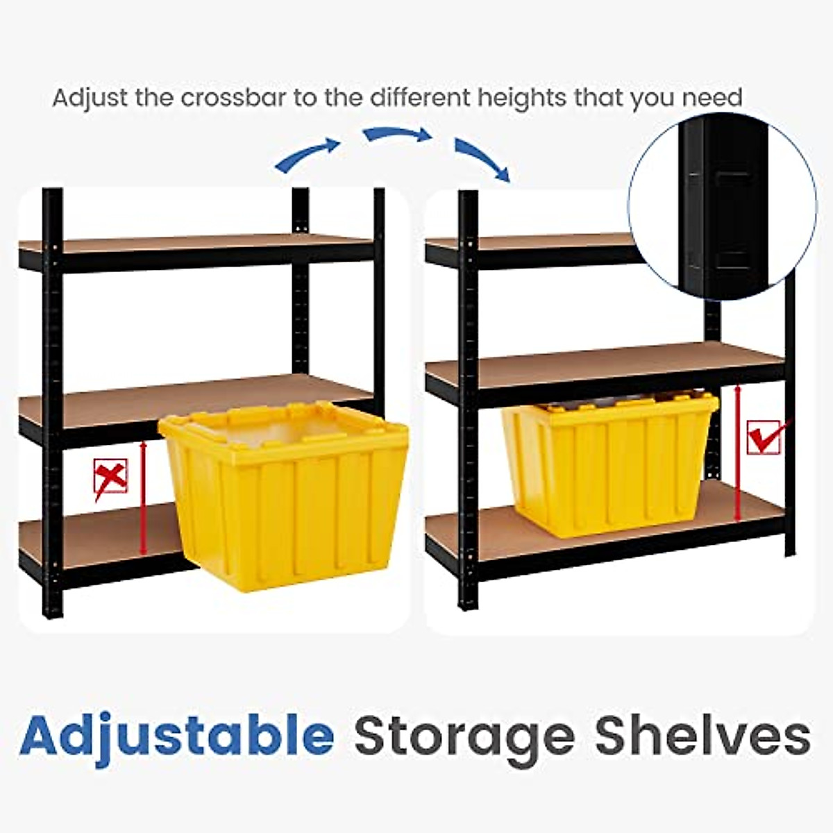 ERGOMASTER Storage Shelves Metal Garage Shelving Unit 5-Shelf Adjustable Heavy Duty Boltless Organizer Rack (1, Black)