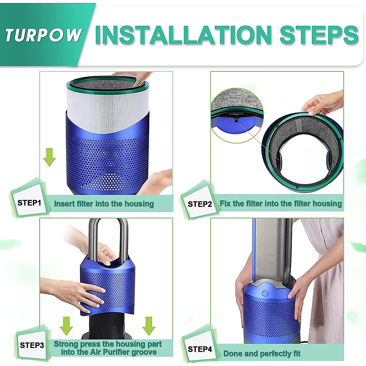 TURPOW Air Purifier Filter Replacements for Dyson HP01, HP02, HP03, DP01, DP02 Desk Purifiers, Replaces Part NO.968125-03, Compatible with Dyson Pure Hot Cool Link Fans Filter