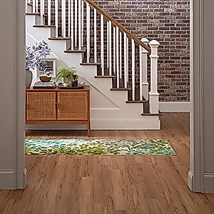 Mohawk Home Aurora Radiance Aqua Abstract Floral Runner Area Rug, 2'x8', Blue/Green