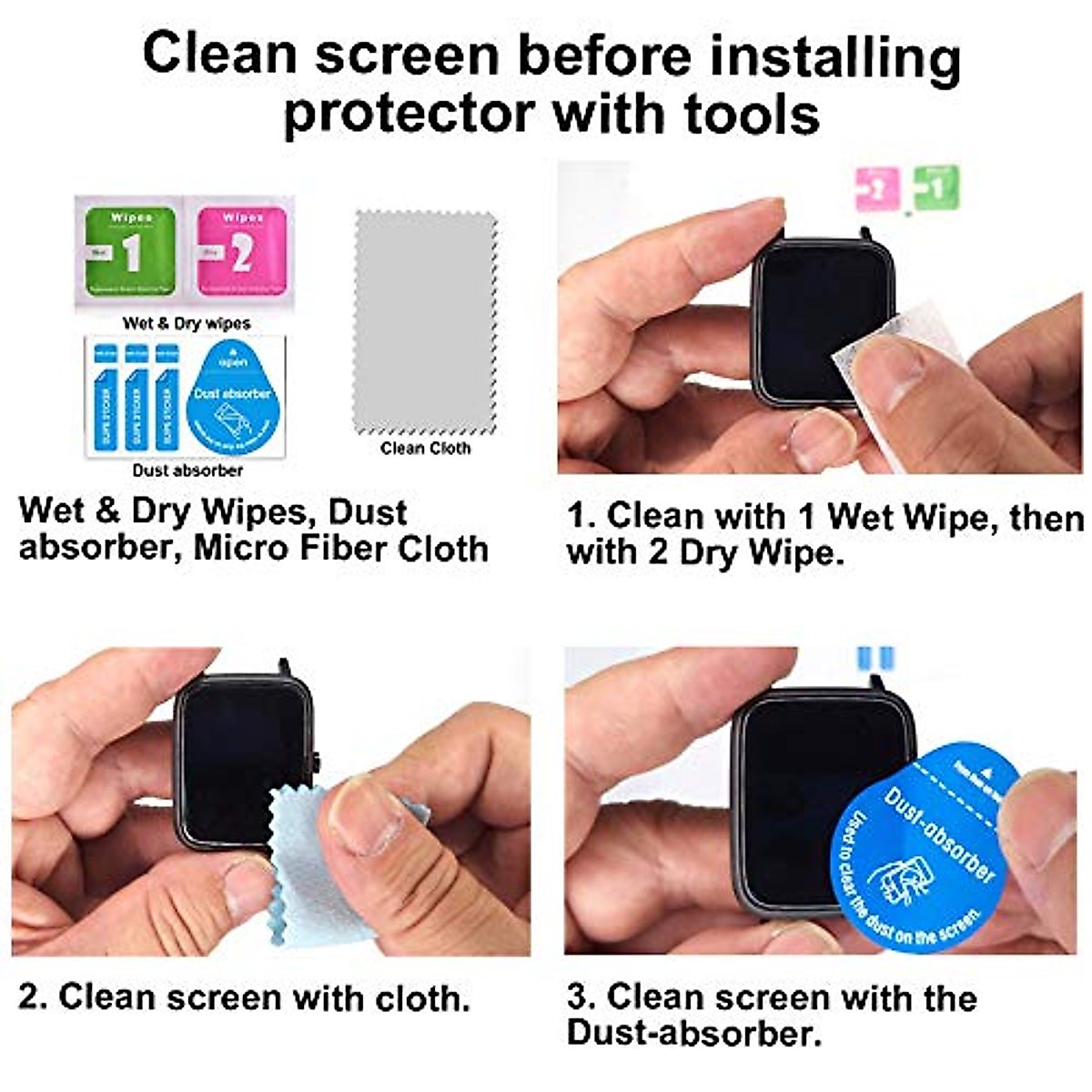 smaate Screen Protector Compatible with Iaret i18 1.7”, HAFURY C7 1.54 inches and Kimnix NK03 1.72” Smartwatch, 4-Pack, TPU Soft, Bubble Self-healing