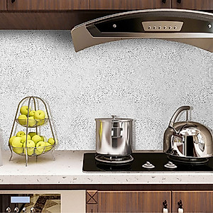 FOCCTS Kitchen Backsplash Wallpaper, Self Adhesive Peel and Stick Wallpaper Aluminum Foil Contact Paper, Oil Proof Waterproof Stove Sticker for Countertop Drawer Liner Shelf Liner 15.7'' x 196''