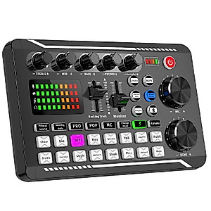 Facmogu F998 Live Sound Card Audio Mixer, Podcast Audio Interface with DJ Mixer Effects, Voice Changer with Sound Effects for Karaoke Tiktok YouTube Live Streaming Record Gaming