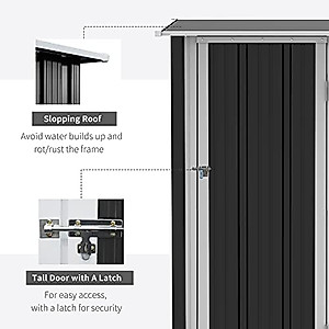 Outsunny 5' x 3' Metal Outdoor Storage Shed, Garden Tool House Cabinet with Lockable Door for Backyard, Patio, Lawn, Garage, Gray