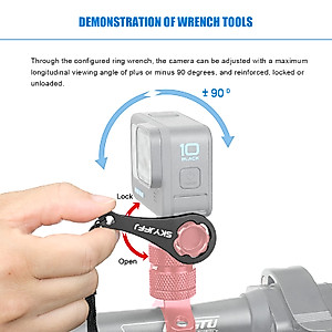 SKYJFFJ Mountain Bike Camera Handlebar Mount for GoPro Hero 8/9/10/11/12,360 Degree Rotation Aluminum Motorcycle Bicycle Rack Mount Holder for DJI Osmo Action,AKASO/YI & Action Camera Accessories（Red）