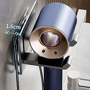 WOBEVB Hair Dryer Holder, Hair Dryer Holder Wall Mounted,New Upgrade Stainless Steel Self Adhesive Blow Dryer Holder Rack for Most Hair Dryers