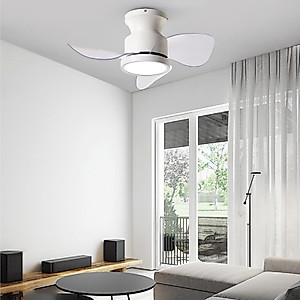 Roomratv Ceiling Fans with Lights 22 inch Quiet Ceiling Fan Large Airflow Remote Control 3 Color Temperature for Bedroom Kitchen Dining Room Patio（White）