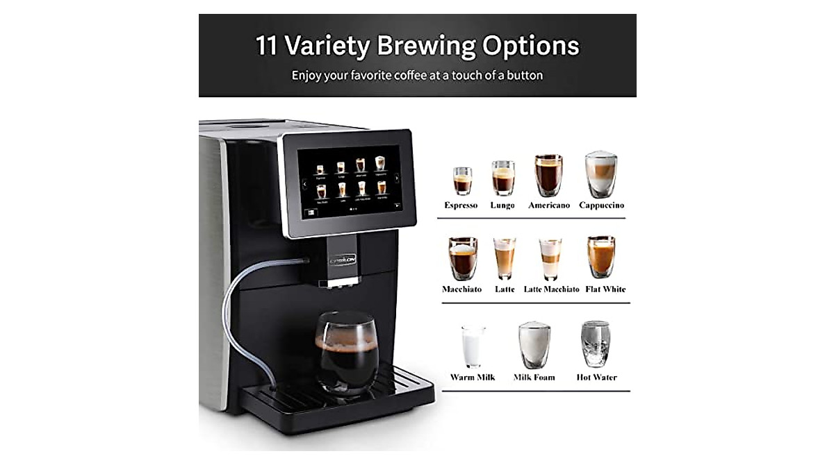 Epsilon Espresso Machine - 11 Brew Selections & AI Touchscreen Coffee Maker