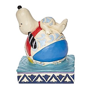 Enesco Peanuts by Jim Shore Snoopy Lounging on a Beach Ball Figurine, 4.625 Inch, Multicolor