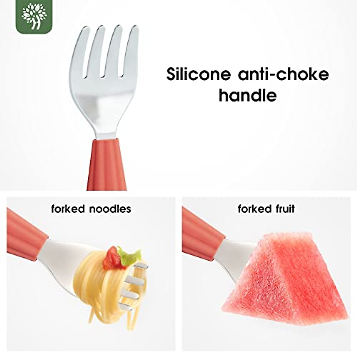 Hippywell Toddler Utensils, Toddler Forks and Spoons Set, Kids Silverware Set with Silicone Anti-Choke Handle, Self-Feeding Toddler Utensils, Children Safe Flatware, Natural/Green/Blue