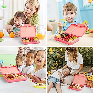 AOHEA Bento Lunch Box for Kids: BPA Free Kids Bento Box Toddler Lunch Box for Daycare or School(Pink)