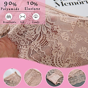 Cinvik Womens Lace Panties High Waisted Underwear Ladies Sexy Seamless Black 6 Pack M