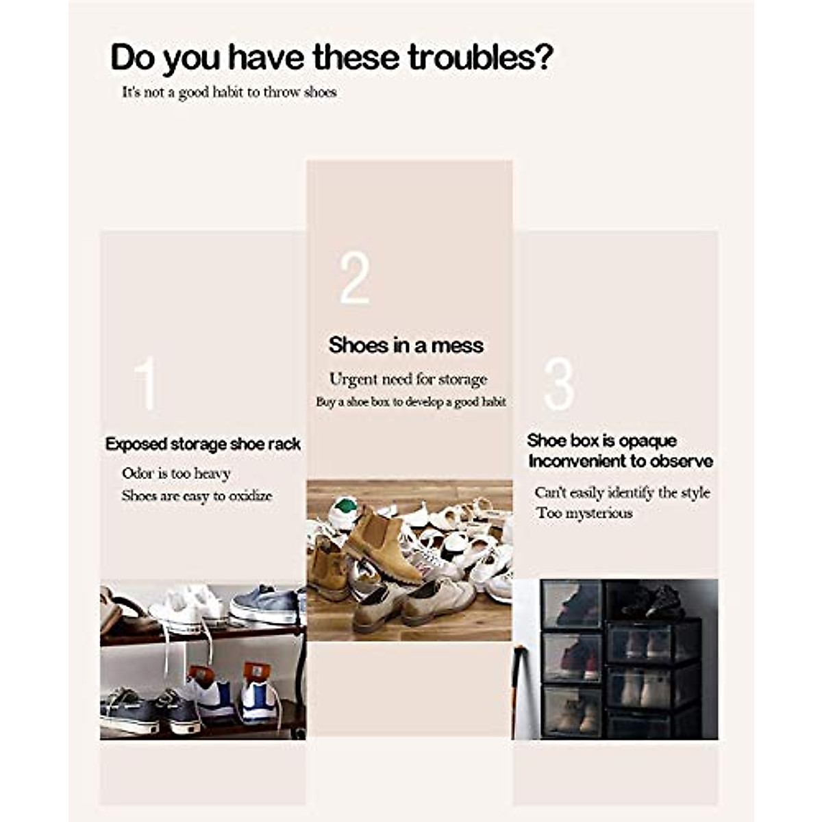 stackable sports shoe box, rear-opening magnetic door shoe box,Transparent Shoe Storage Container , large sturdy storage box | Family organization and storage (black, 4Piece)