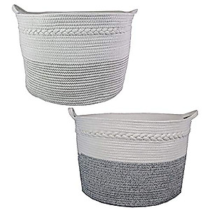 Cotton Rope Storage Basket - Decorative Woven Basket Great Basket for Blankets Basket, Large Laundry Basket, Living Room, Toy Storage, Toy Basket, Toy Bin, XXL 20”X13.5”