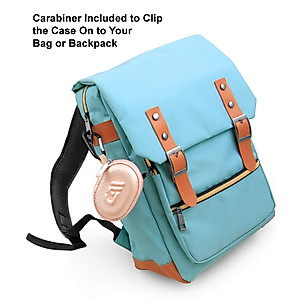 Casematix Rose Gold Earbud Case Compatible with Samsung Galaxy Buds Live or Buds+ True Wireless Earbuds Bluetooth, Clip On Carabiner Impact Protection