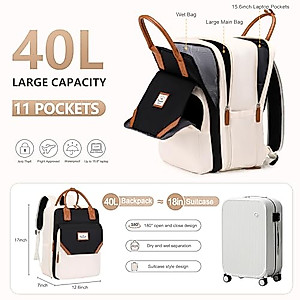 （2023 Fall Season New） Large Travel Backpack for Women, 40L Carry On Backpack Flight Approved, Backpack with Laptop Compartment, USB Charging Port, Shoes Compartment, Personal Luggage Backpack